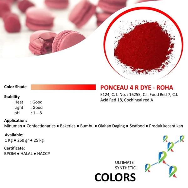 Jual Pewarna Makanan PONCEAU 4R 1 Kg – ROHA (E124 C I No 16255) - 1 kg ...